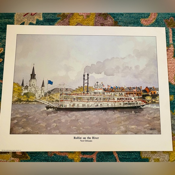 Vintage | Wall Decor | Vtg Paul Lewis Rollin On The River Poster New ...